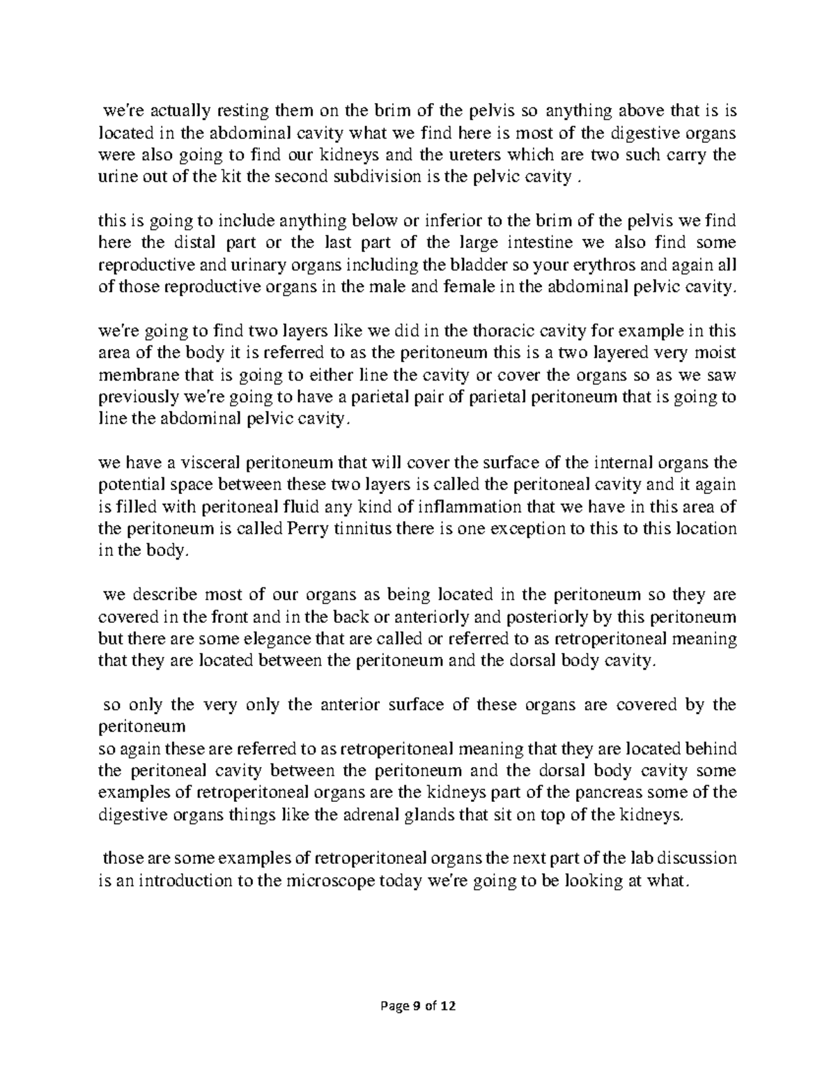 BIOD 151 Lab1 Notes 9 - Experiment 1: Introduction to Anatomy and ...