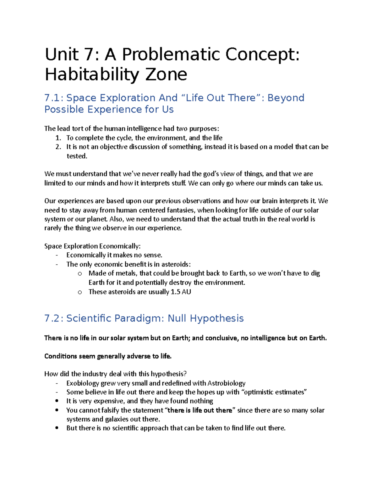 Unit 7 - These are the lecture notes for the unit mentioned in the ...