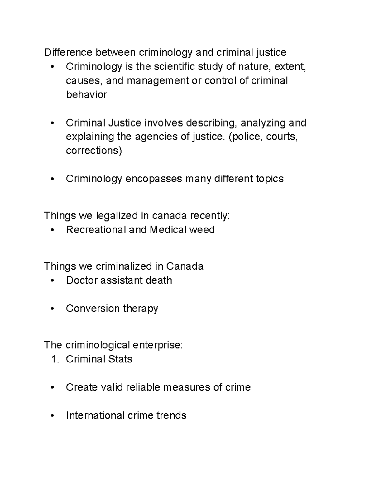 Lecture notes 1-4 - Sam Alvero's Class - Difference between criminology ...