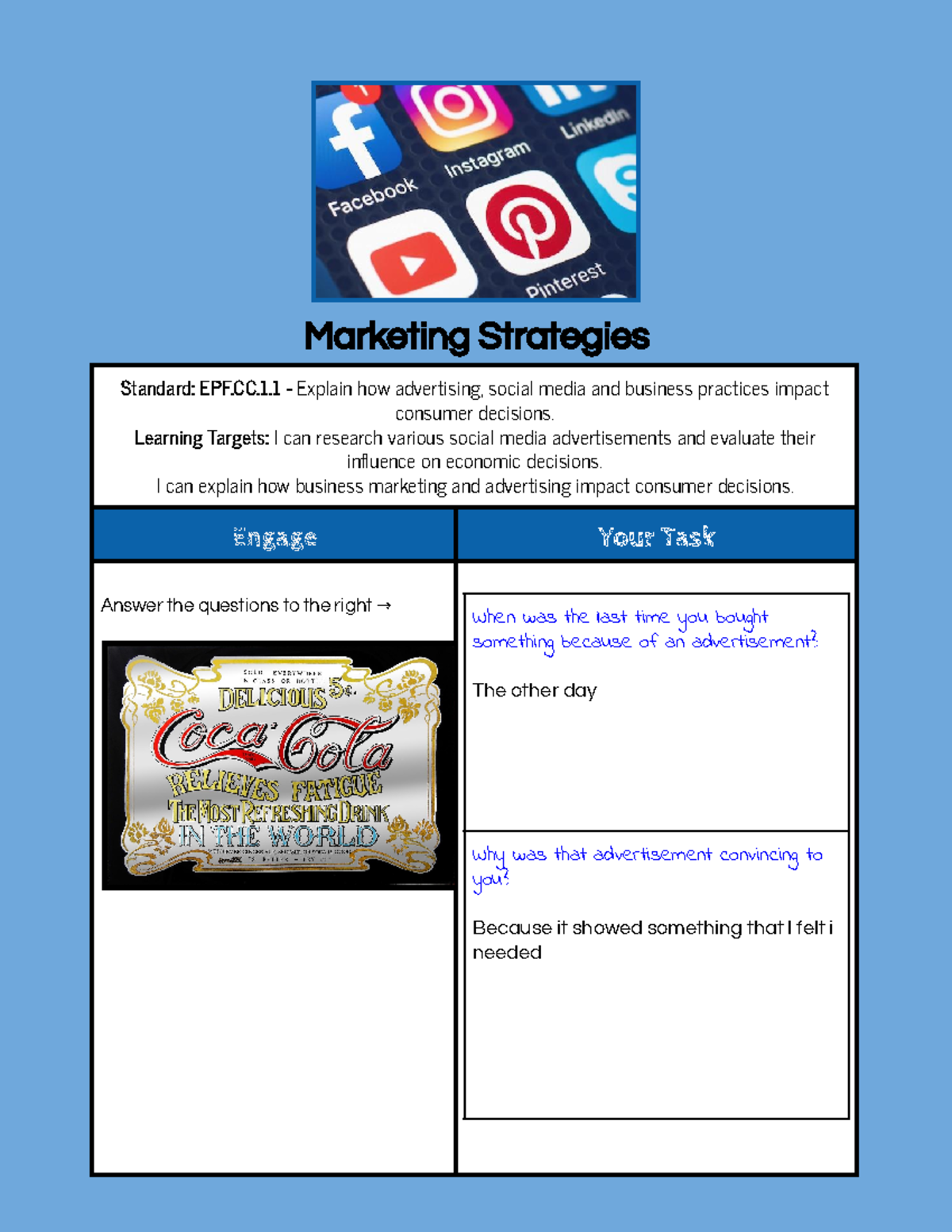 Copy of 6.1 Marketing Strategies - Marketing Strategies Standard: EPF ...