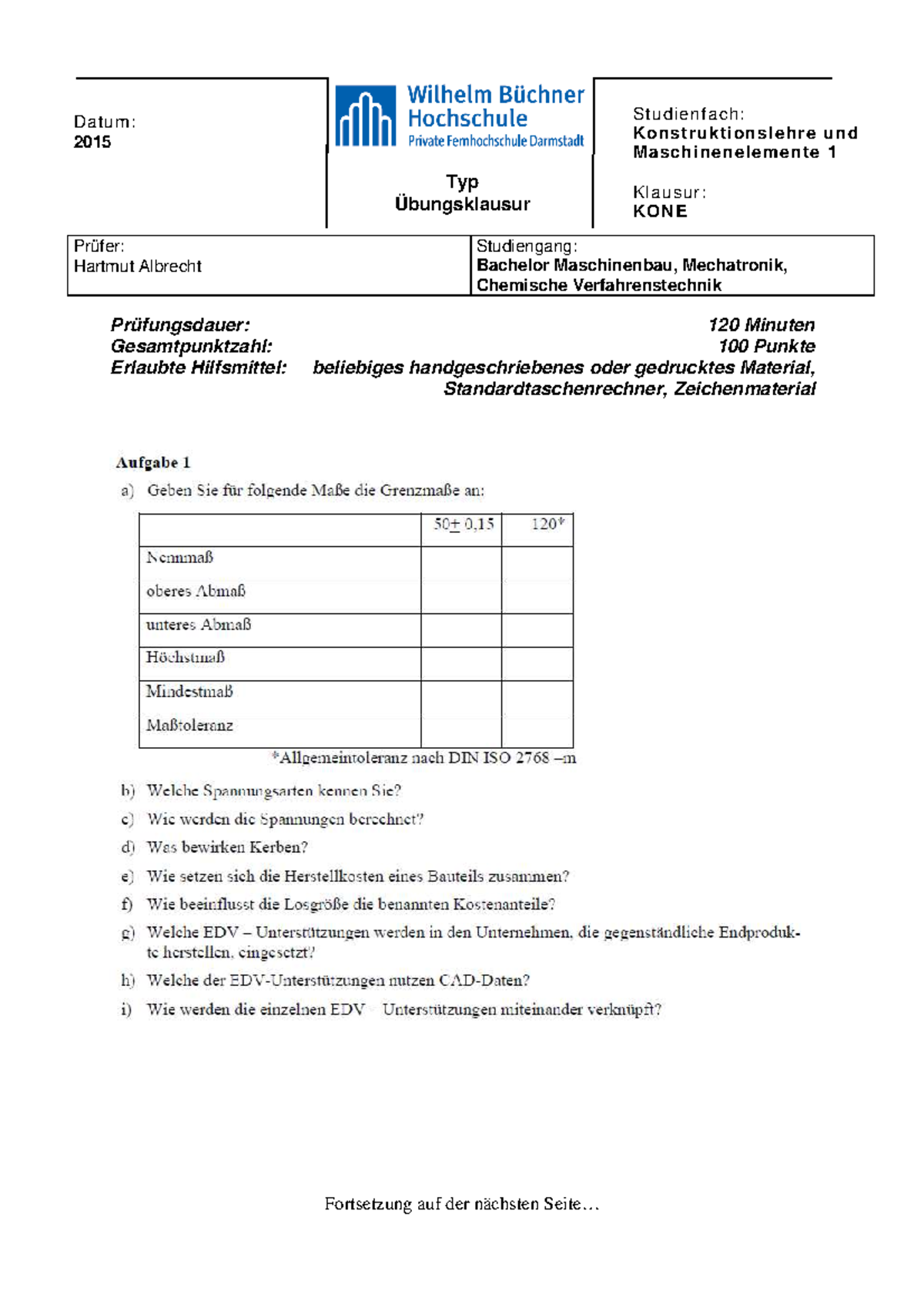 Klausuren 2015 Konstruktionslehrer und Maschinelemente - Typ ...