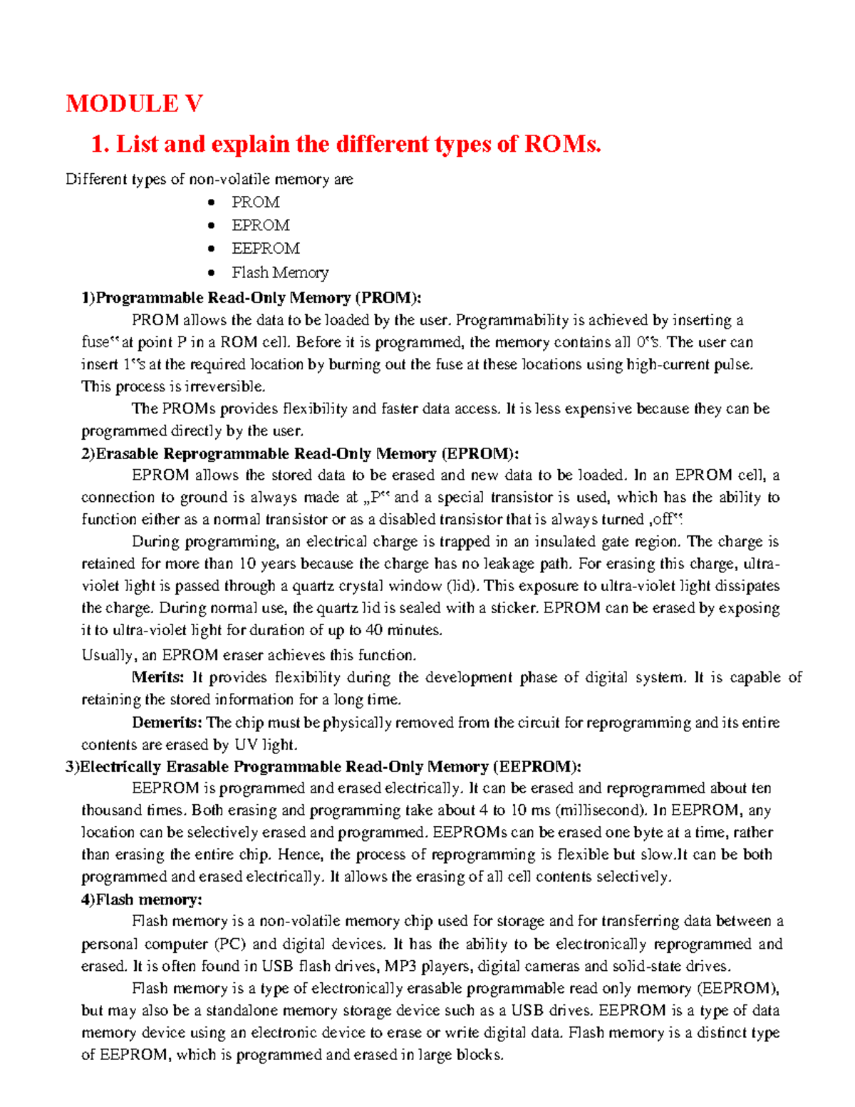 Module 5 University QN WITH Answer - MODULE V 1. List and explain the ...