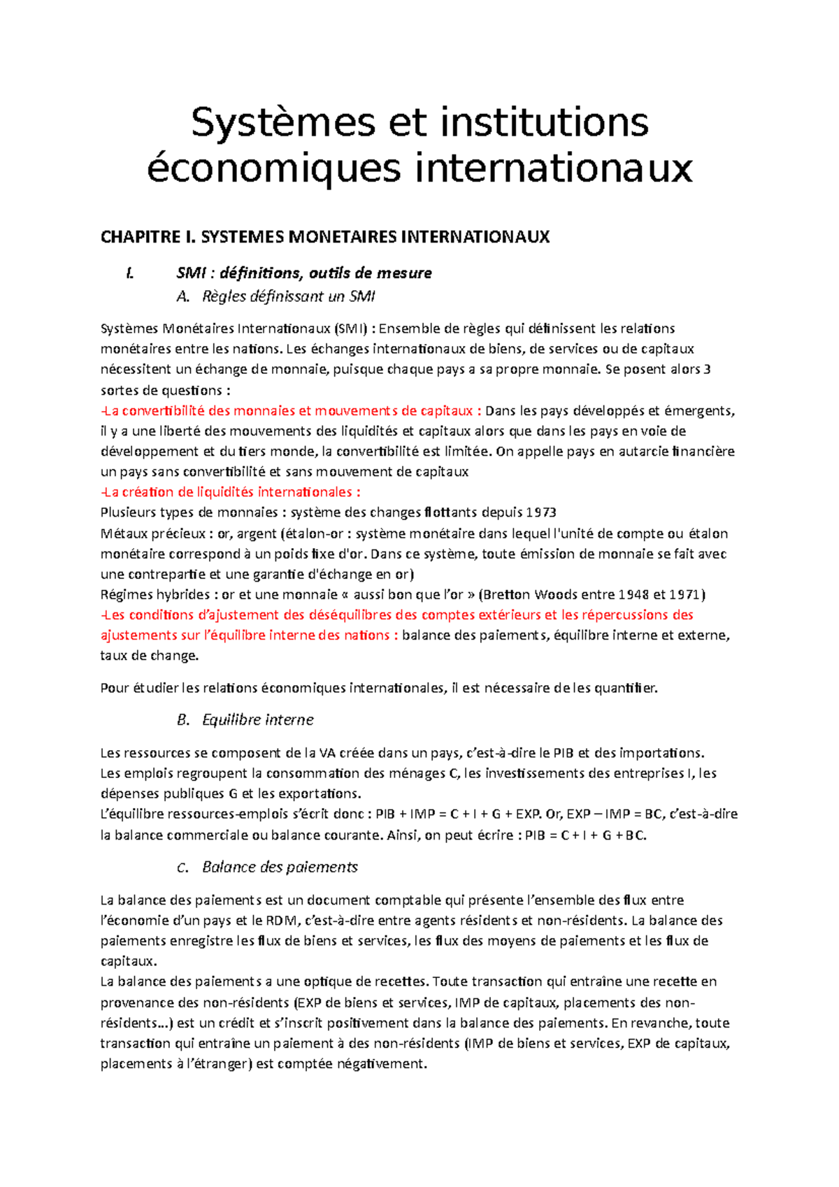 Systèmes et institutions économiques internationaux - Systèmes et ...