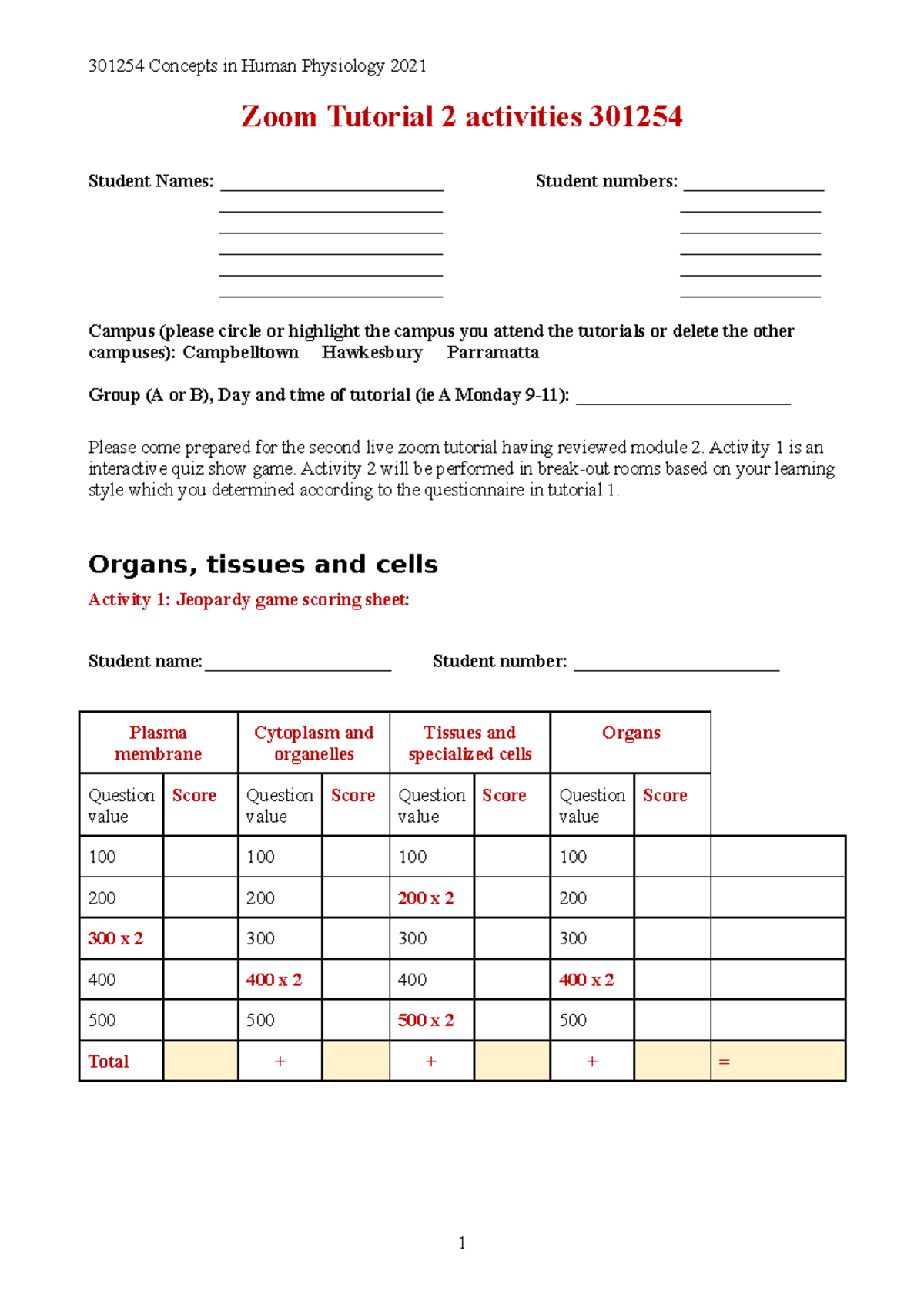 301254 Zoom Tutorial 2 activities 2021 - 301254 Concepts in Human ...