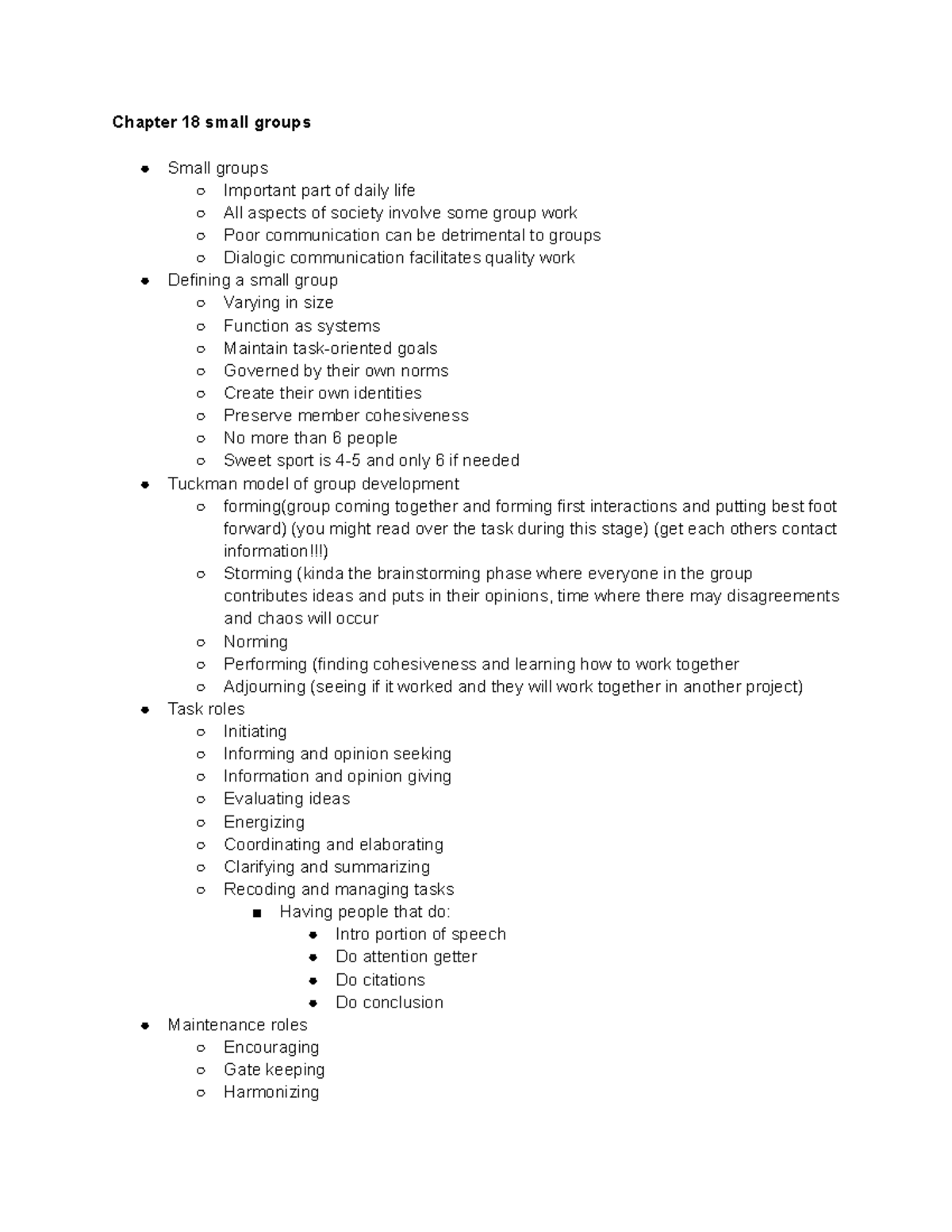 COMM notes chapter 18 - Marianne Glaser Class for COMM 1500 - Chapter ...
