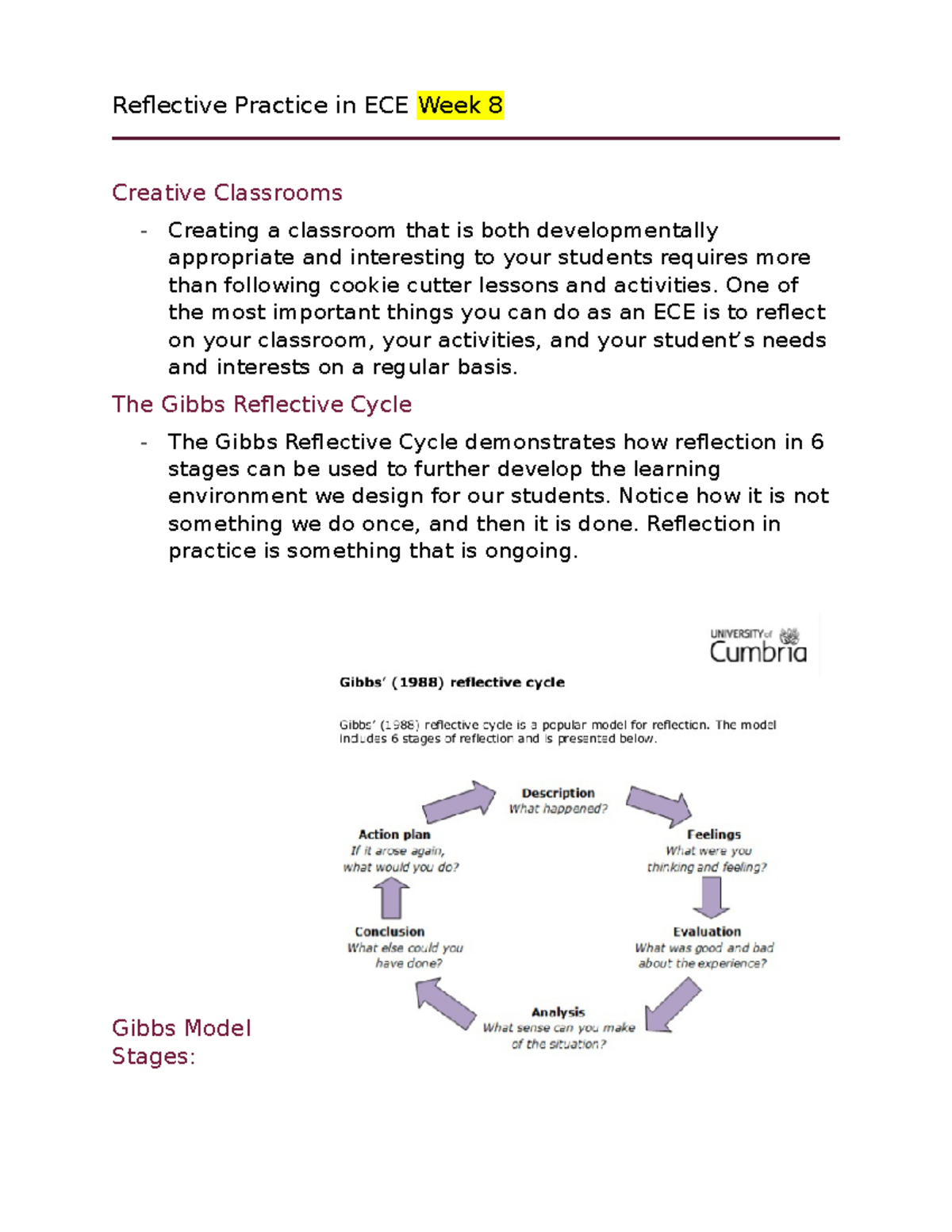 Reflective Practice in ECE Week 6 - One of the most important things ...