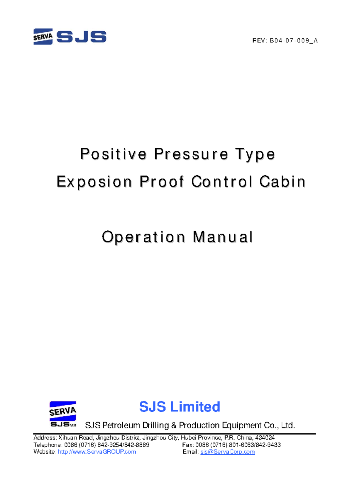 B04-07-009A Manual - Cementing unit - REV: B0 4 - 0 7 - 0 0 9 _ A P P ...