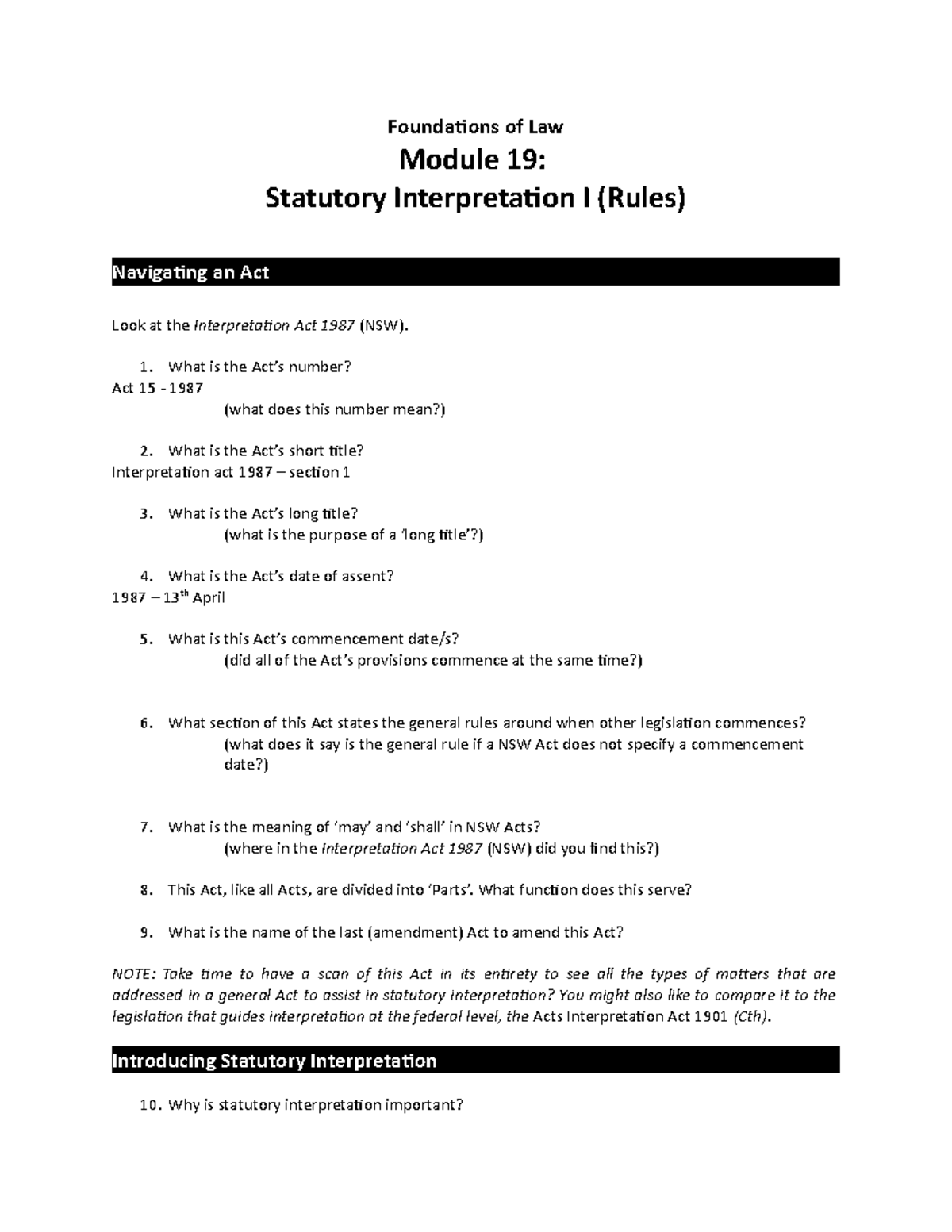 FOL 19 - Stat Interp I (Rules) - Foundations of Law Module 19 ...