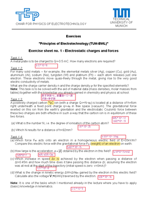 Exercises 1 Electrostatic Charges Forces - CHAIR FOR PHYSICS OF ...