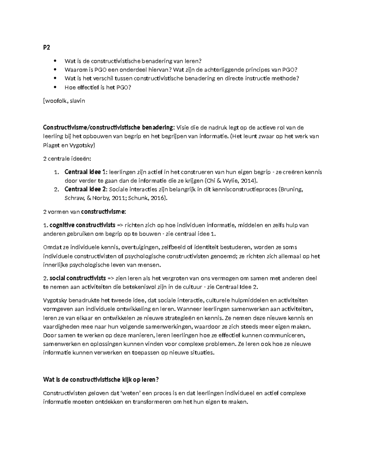 Zelfstudie P2 - Summary Ontwikkelingspsychologie - P Wat is de ...