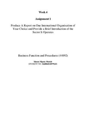 Assignment .2 - Week 7 ( Unicaf) - ASSIGNMENT 2 – WEEK 7 INTRODUCTION TO MANAGEMENT HEALTH ...