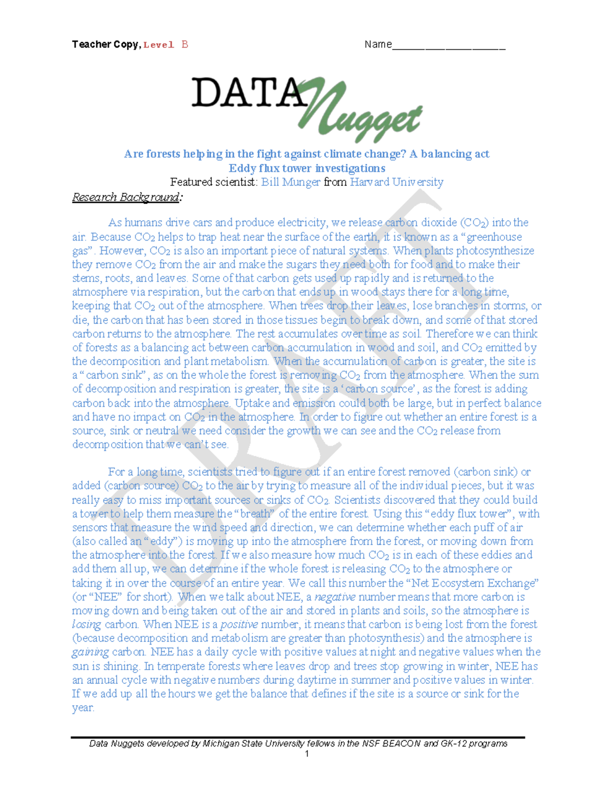 Httpsharvardforest.fas.harvard - Data Nuggets developed by Michigan ...