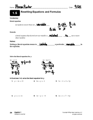 7-3 Notes - Algebra 1 Copyright © Big Ideas Learning, LLC Student ...