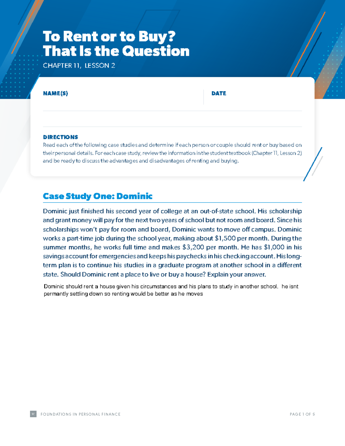 Act ch11 l02 english - To Rent or to Buy? That Is the Question CHAPTER ...