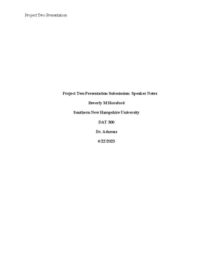 Module 2 Journal DAT-300 - Monique Morales monique@snhu DAT 300: 2-3 ...
