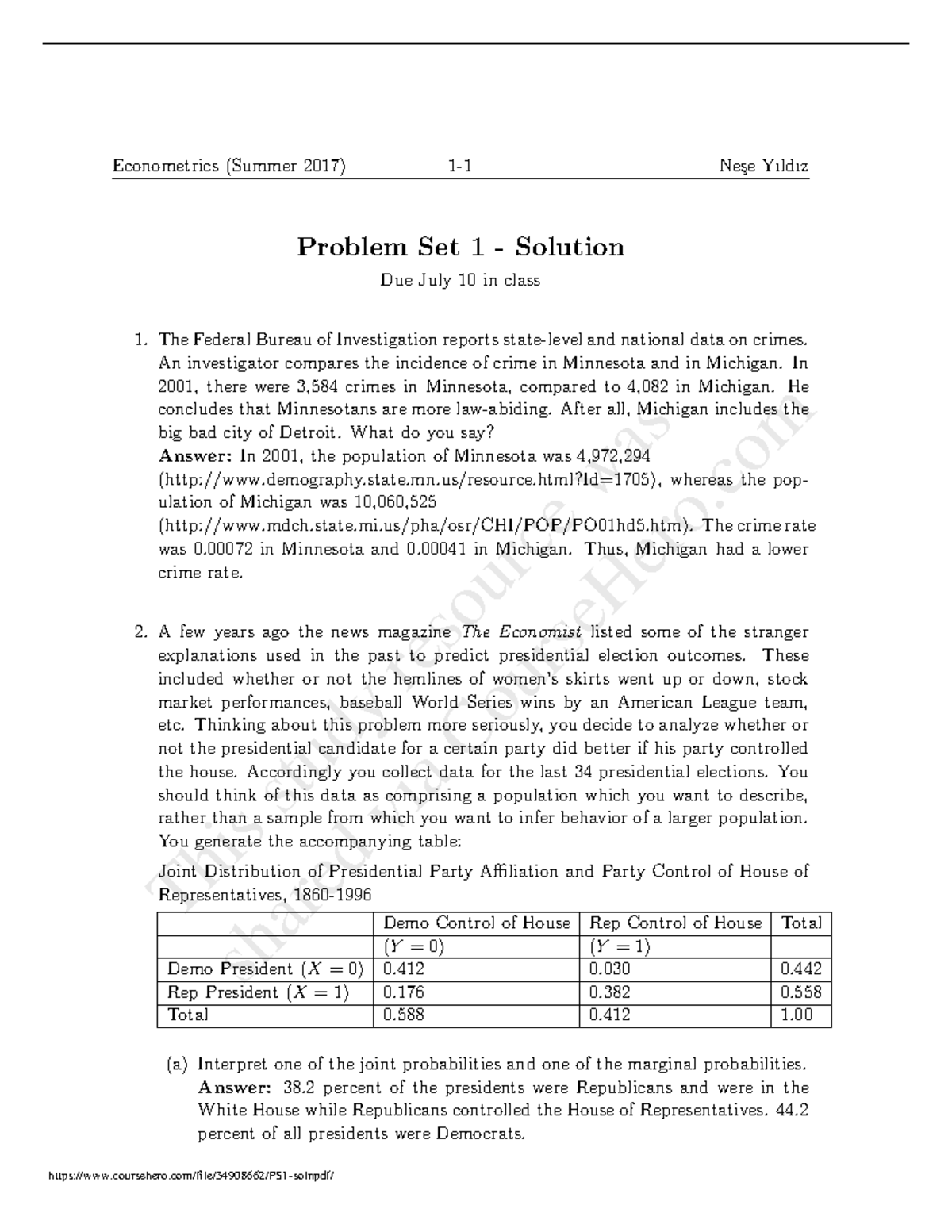 Problem set #1 solutions - Problem Set 1 - Solution Due July 10 in ...
