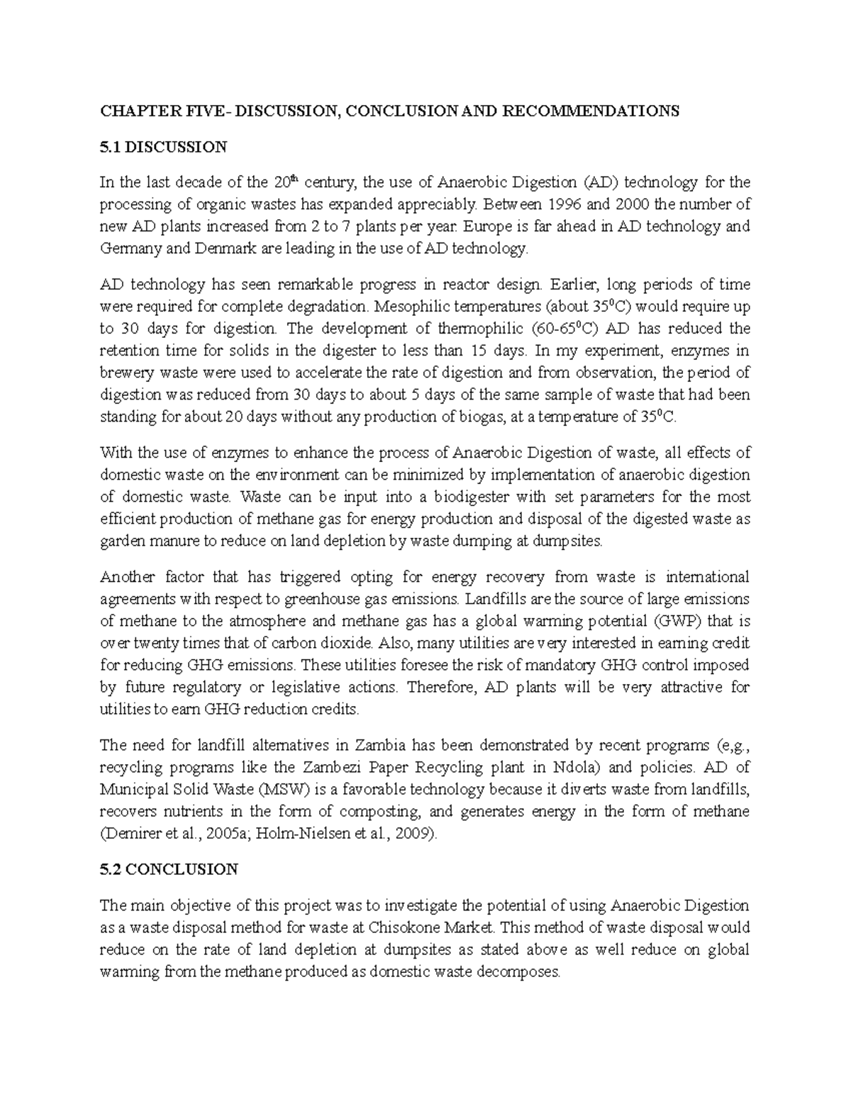 Chapter FIVE STANDARD - CHAPTER FIVE- DISCUSSION, CONCLUSION AND ...