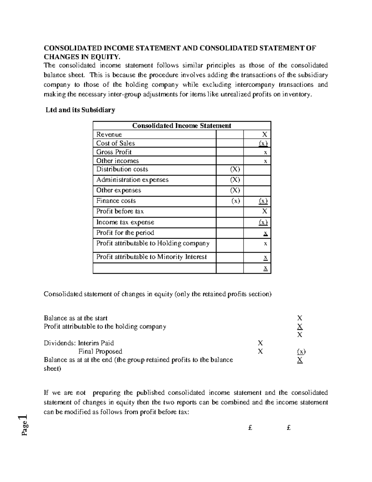 Consolidated Income Statement - 1 CONSOLIDATED INCOME STATEMENT AND ...