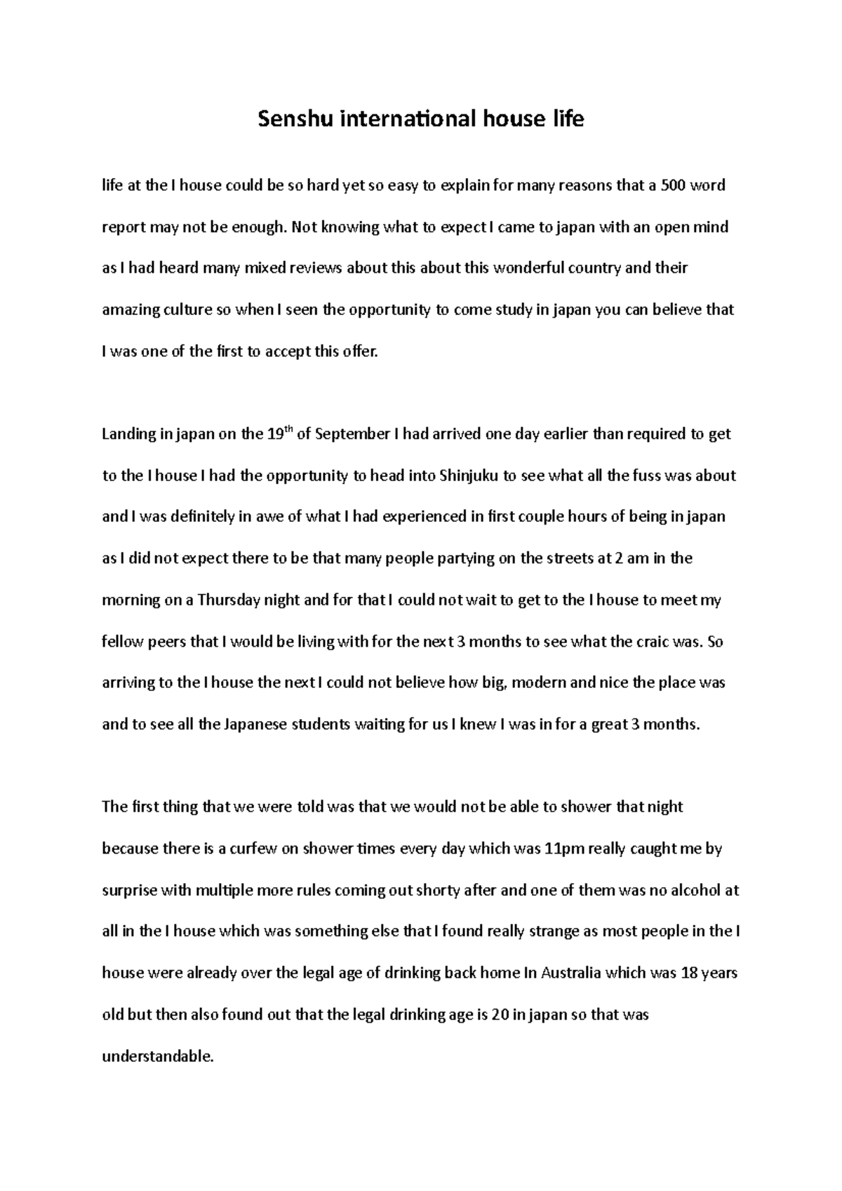 Senshu international house life - Not knowing what to expect I came to ...