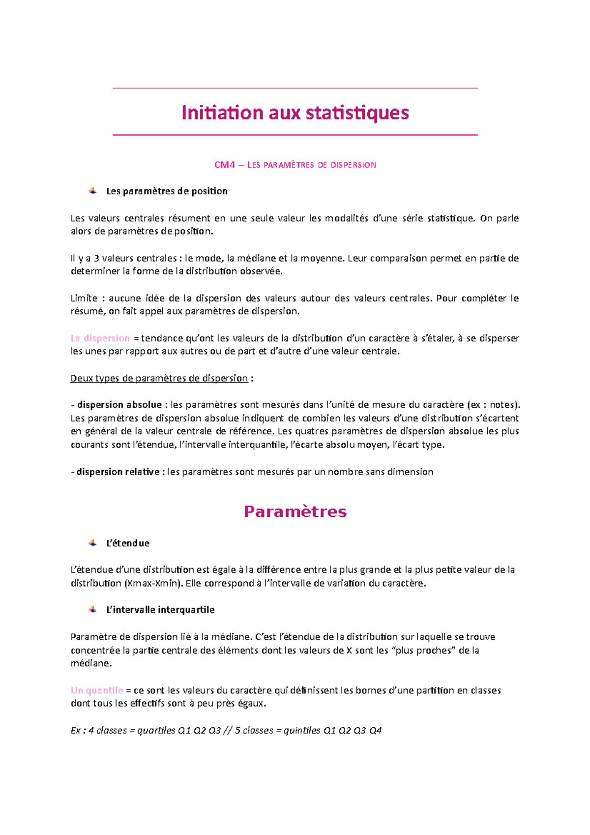 CM4 Statistiques descriptives - Initiation aux statistiques CM4 – LES ...