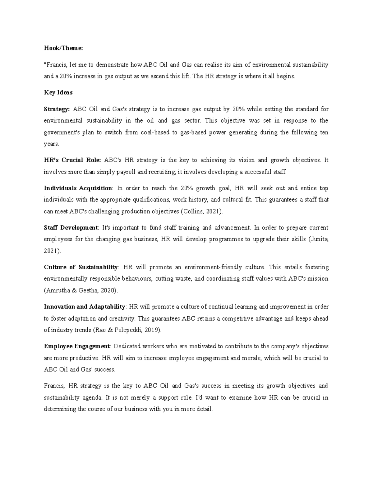 1 page hook - detailed assignmetn notes - Hook/Theme: "Francis, let me ...