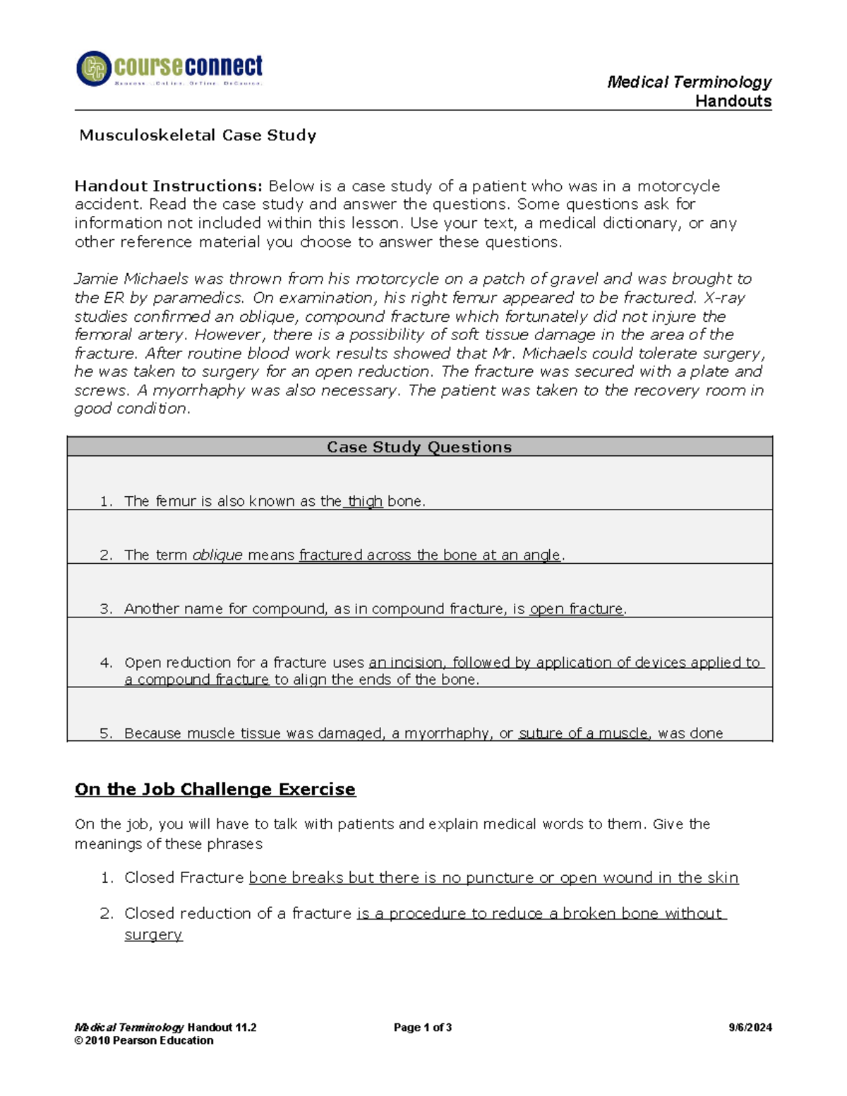 Assignment 2 Ortho & Urology Case Studies - Medical Terminology ...