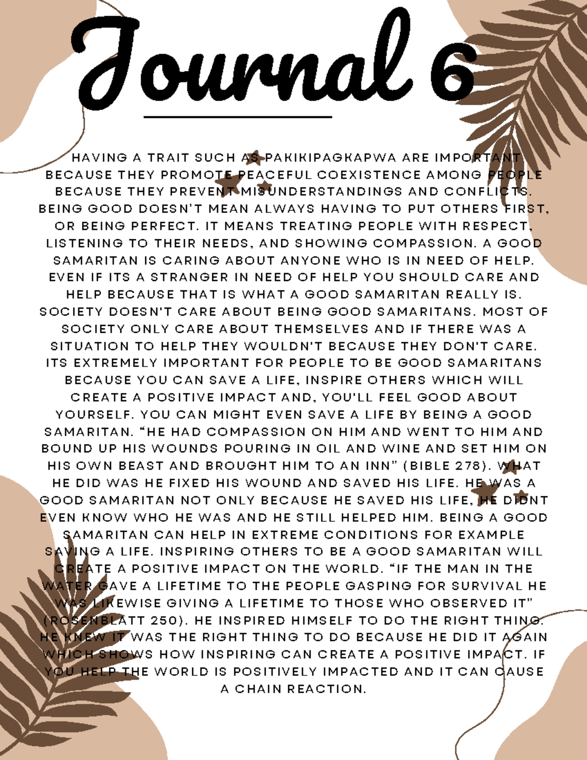 Journal 6 (Sambuhay) #Yes, Lord - Journal 6 H A V I N G A T R A I T S U ...