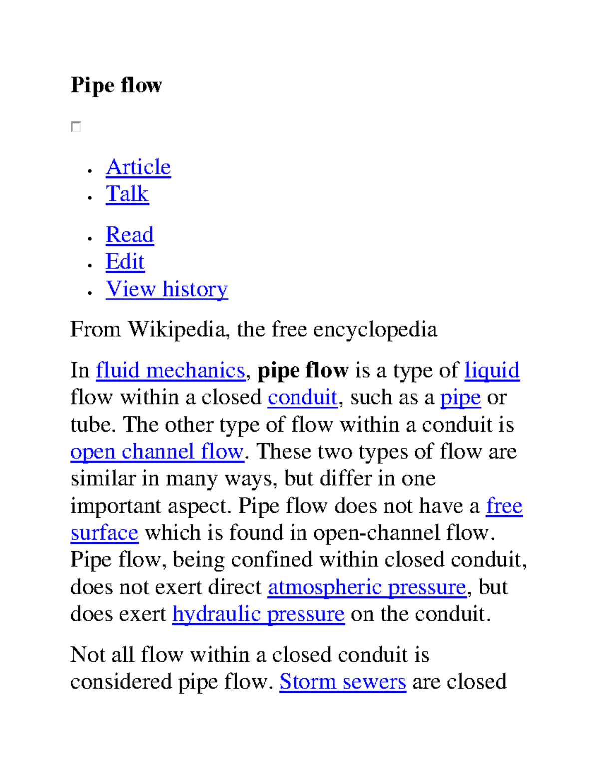 Pipe flow - pipe flow - Pipe flow Article Talk Read Edit View history ...