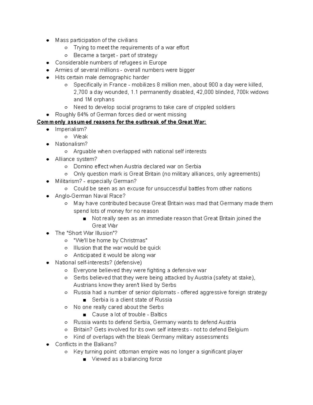 Lecture 18 and 19 - The Great War 1914-1918 - Mass participation of the ...