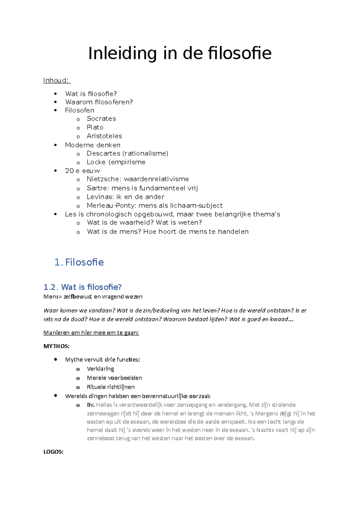 Inleiding in de filosofie - Inleiding in de filosofie Inhoud: Wat is filosofie? Waarom - Studocu
