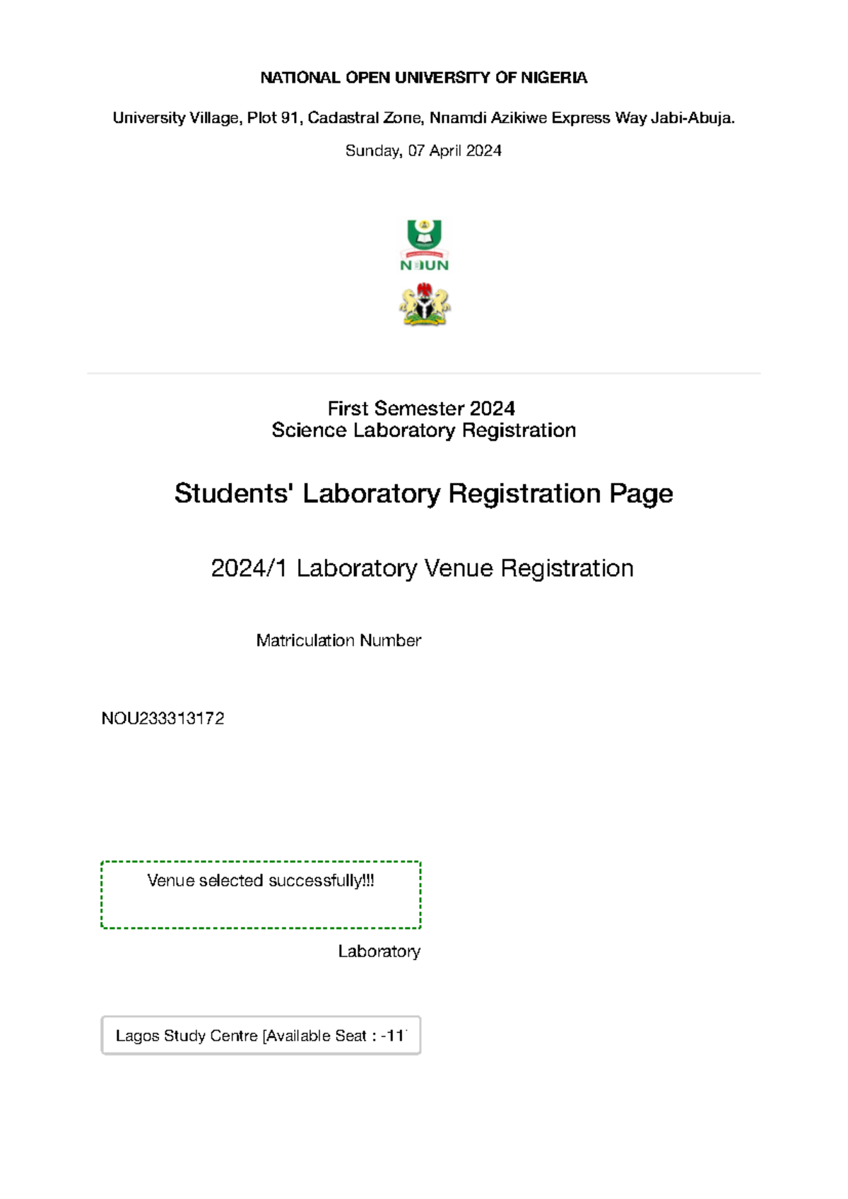 CIt104 Practical Format - Summary for Noun student - 2024/1 Laboratory ...