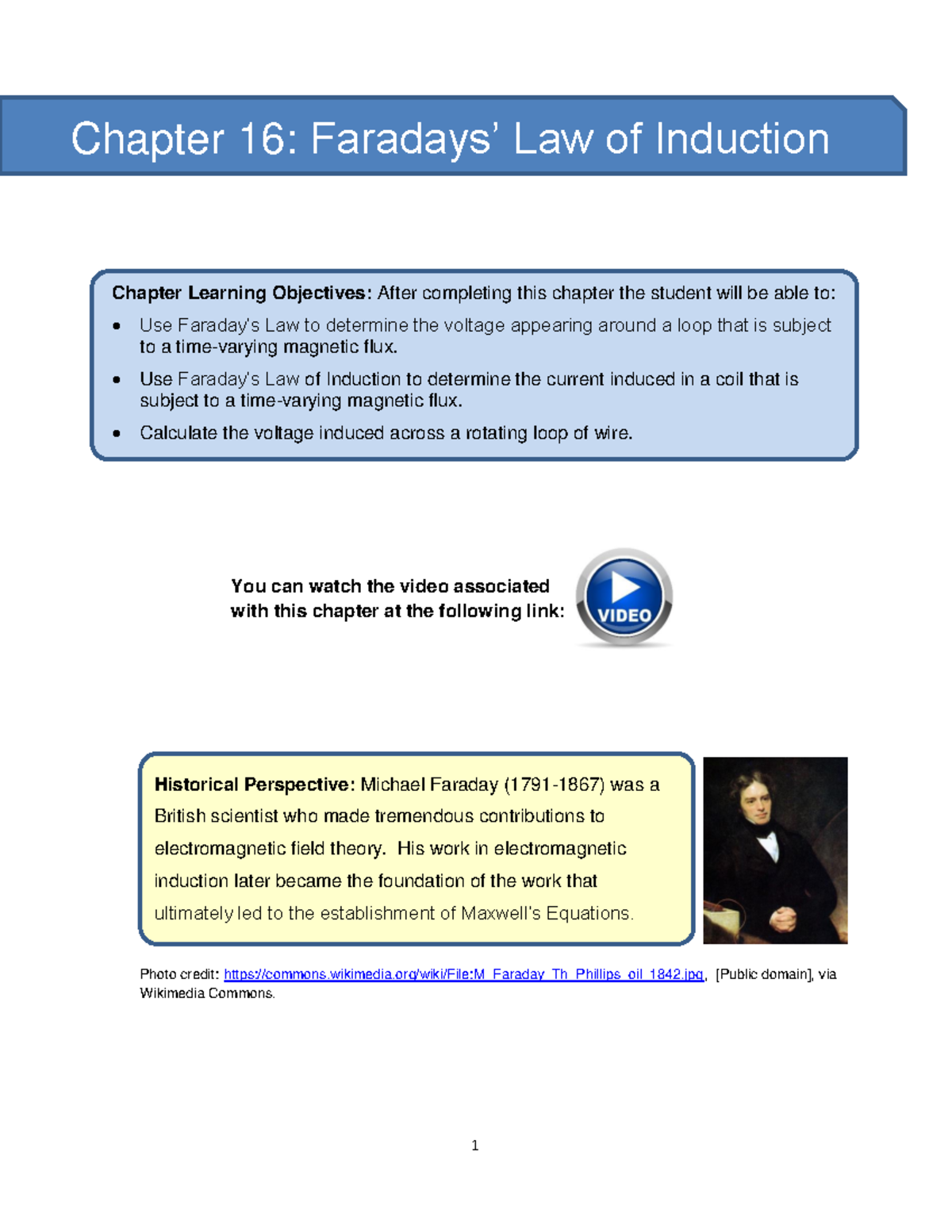 16 Faraday's Law of Induction - Chapter 16: Faradays’ Law of Induction ...