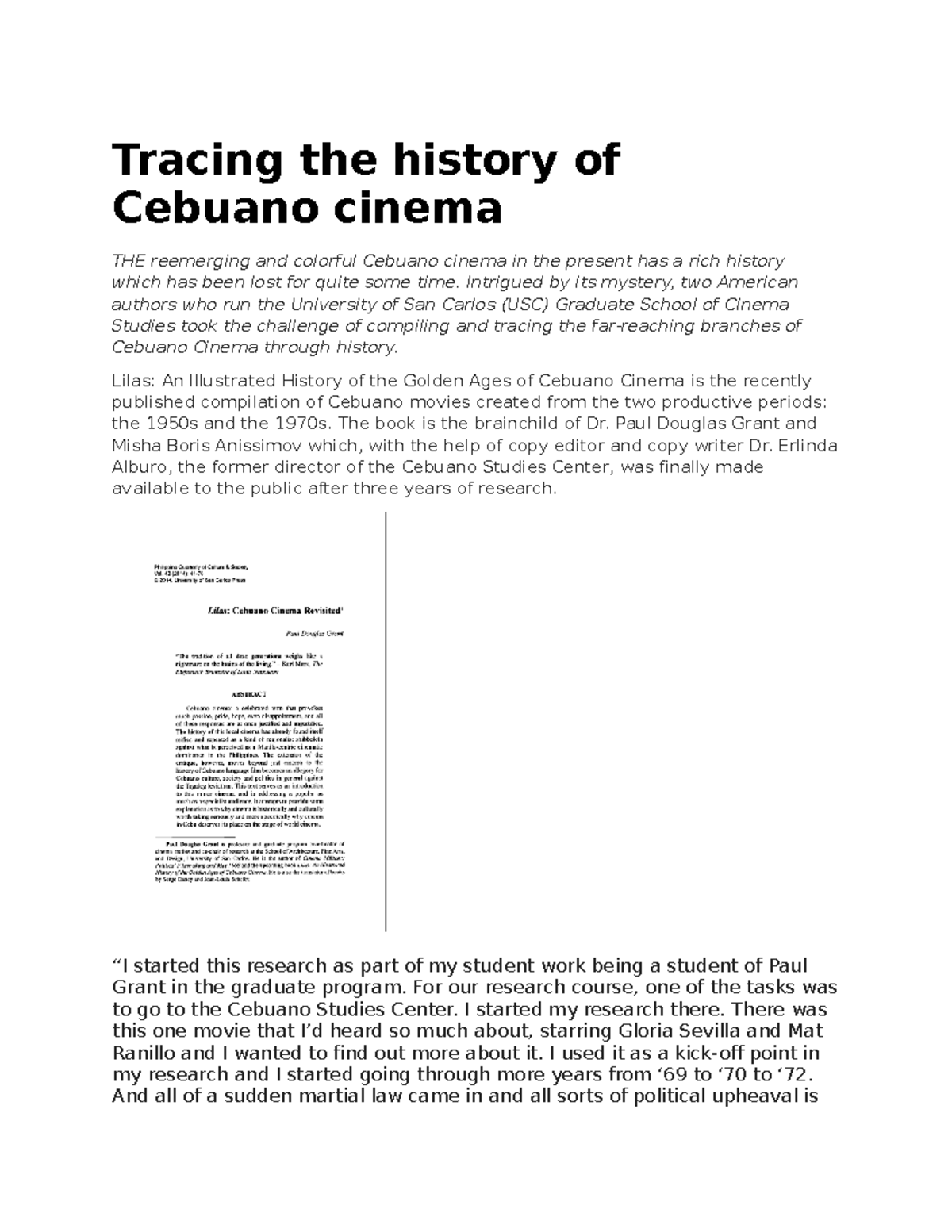 Tracing the history of Cebuano cinema - Tracing the history of Cebuano ...