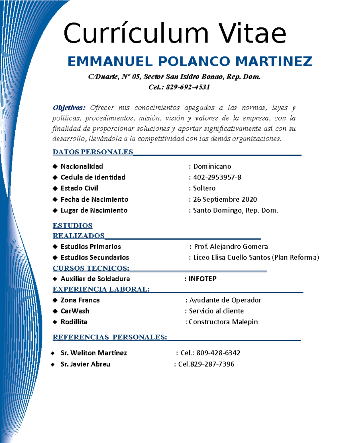 Tarea 1.2. Grupo #1 Didactica de Primaria - Currículum Vitae EMMANUEL ...