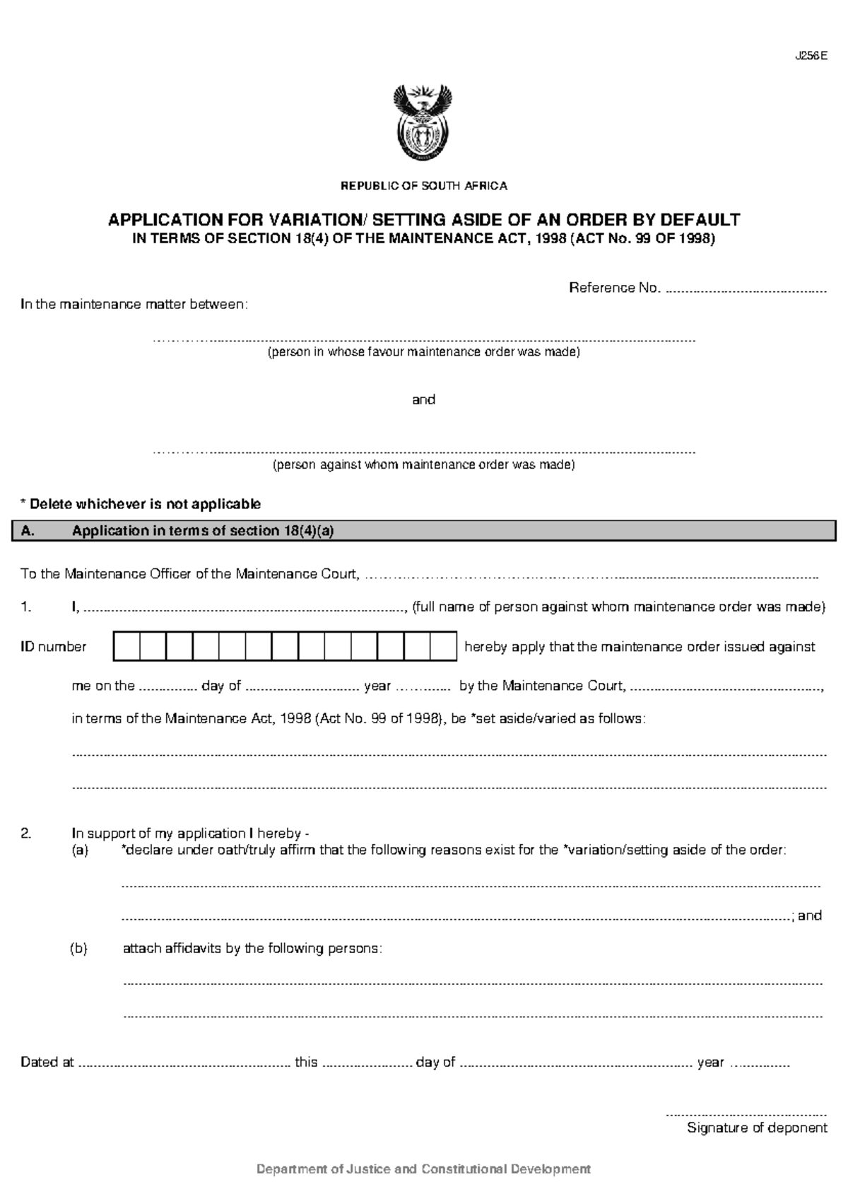 MNT Form I Application FOR Variation - Department of Justice and ...