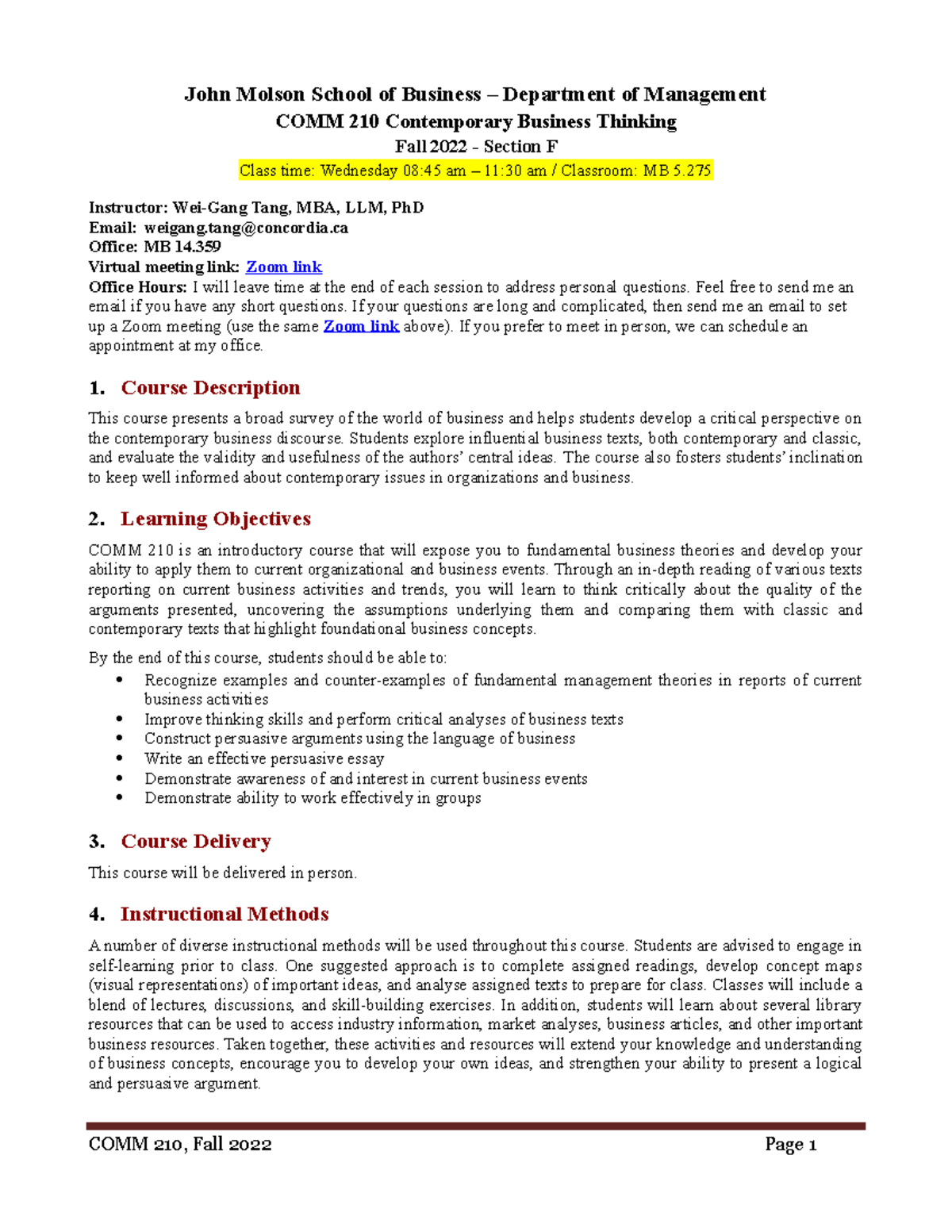 COMM 210 F Course Outline (2022 Fall) - John Molson School of Business ...