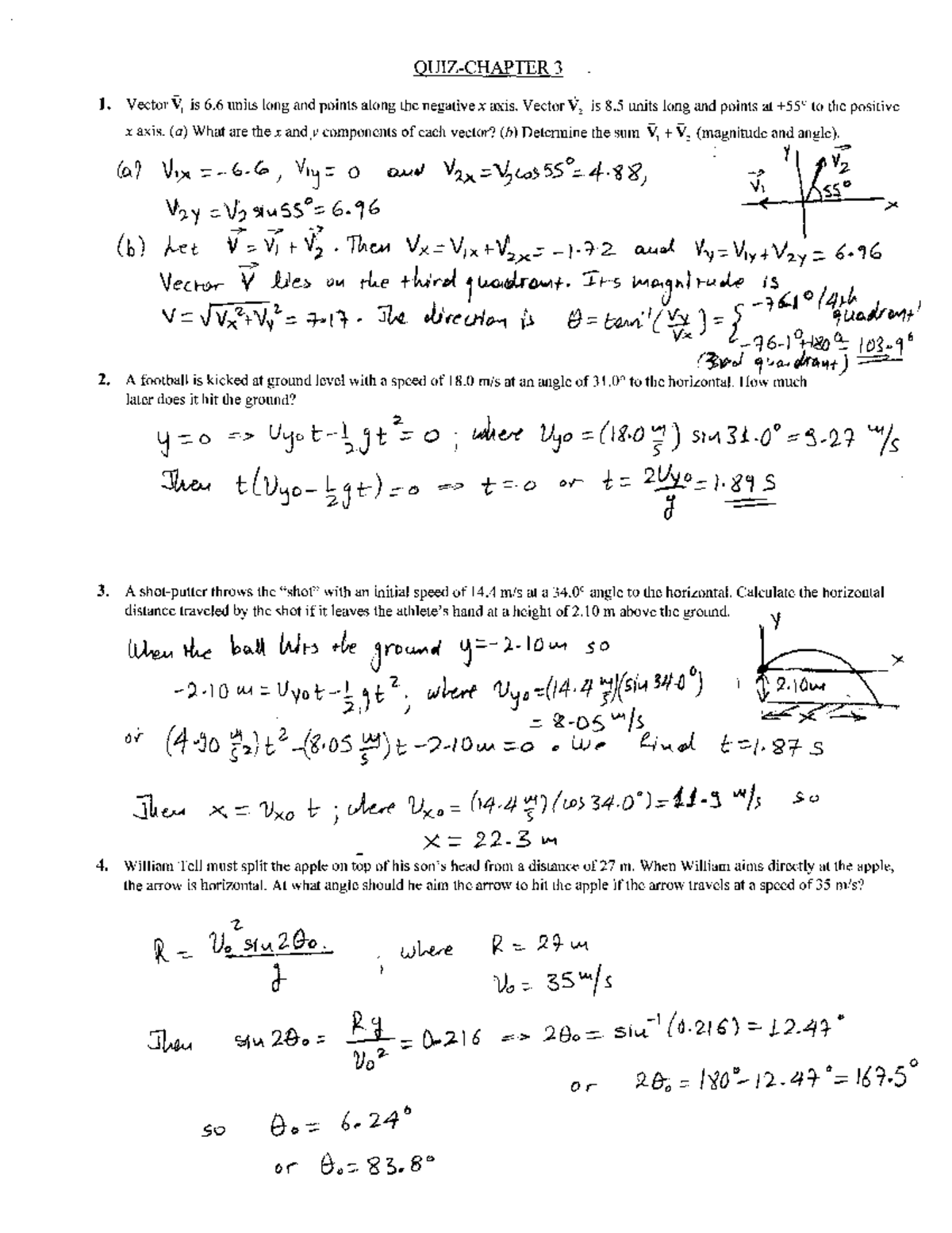 Quiz#2 physics - 1. Vector V1 is 6 units long and points along the ...