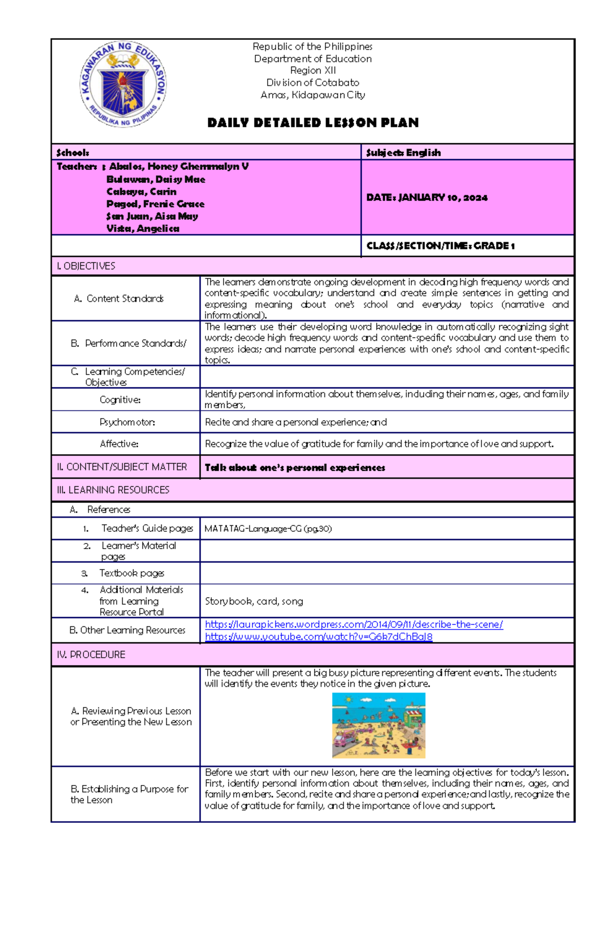 Grade 1 Nonfiction - Republic of the Philippines Department of ...