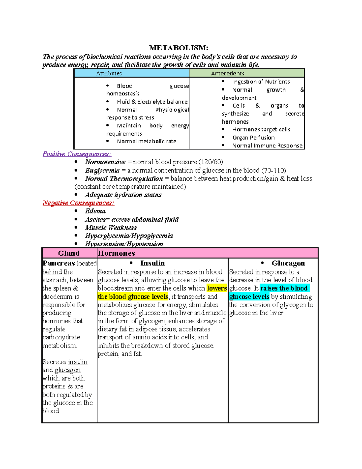 1128 exam 3 - EXAM - METABOLISM: The process of biochemical reactions ...
