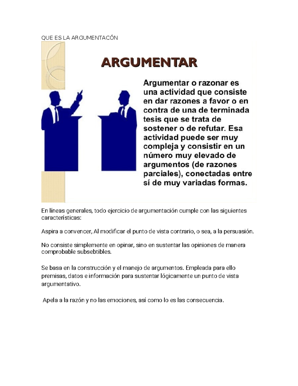 QUE ES Argumentar - QUE ES LA ARGUMENTACÓN En líneas generales, todo ...
