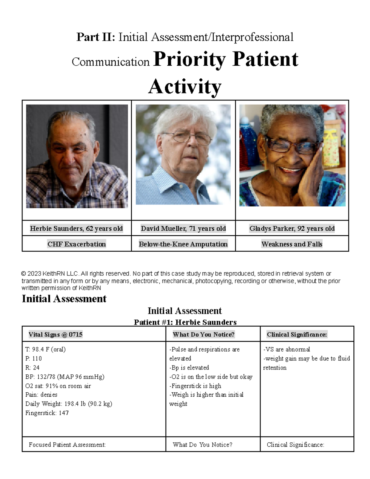 Module 4 - priority patient activity part II KeithRN - Part II: Initial ...