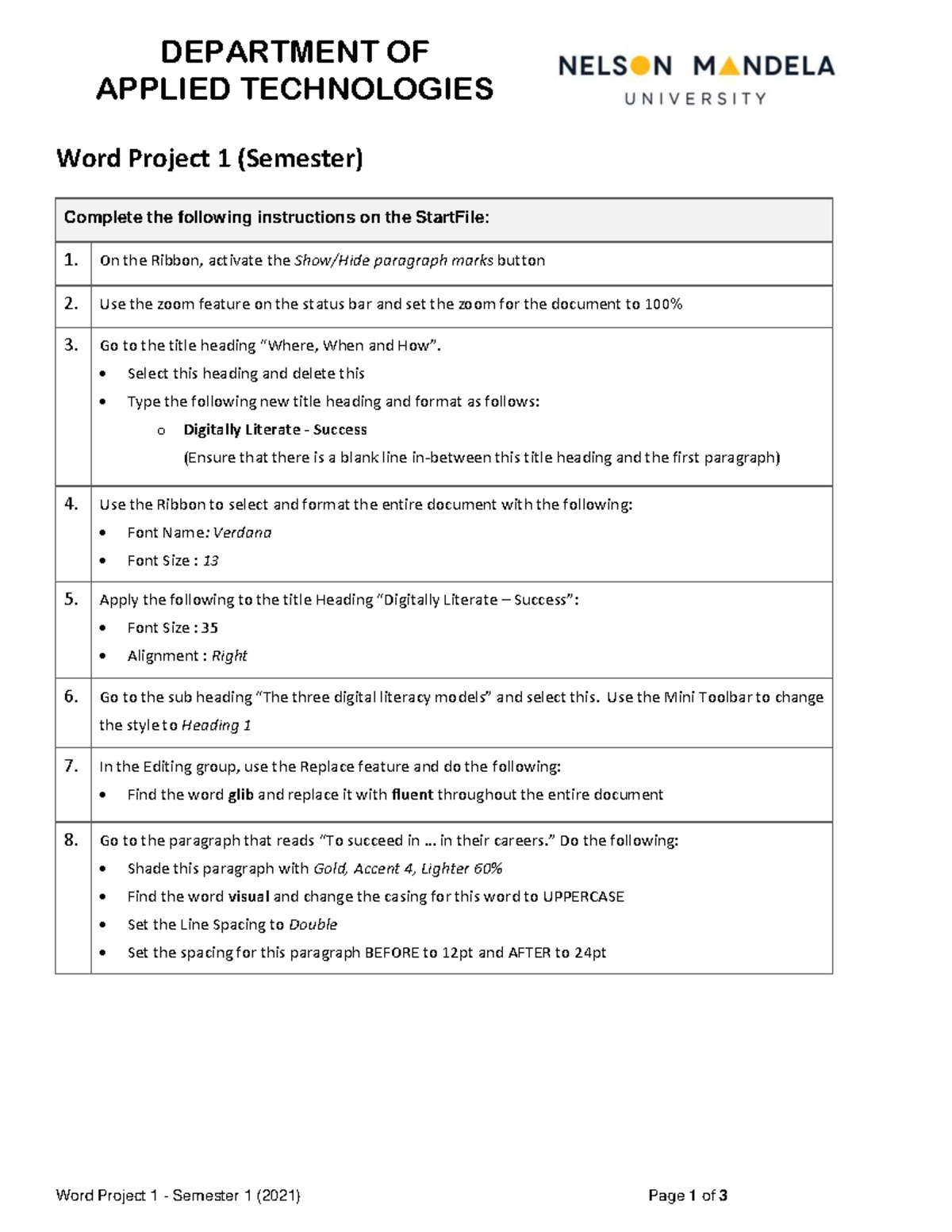 WRDProject 1S-Instructions second semester - ITVL1X0 - Mandela - Studocu