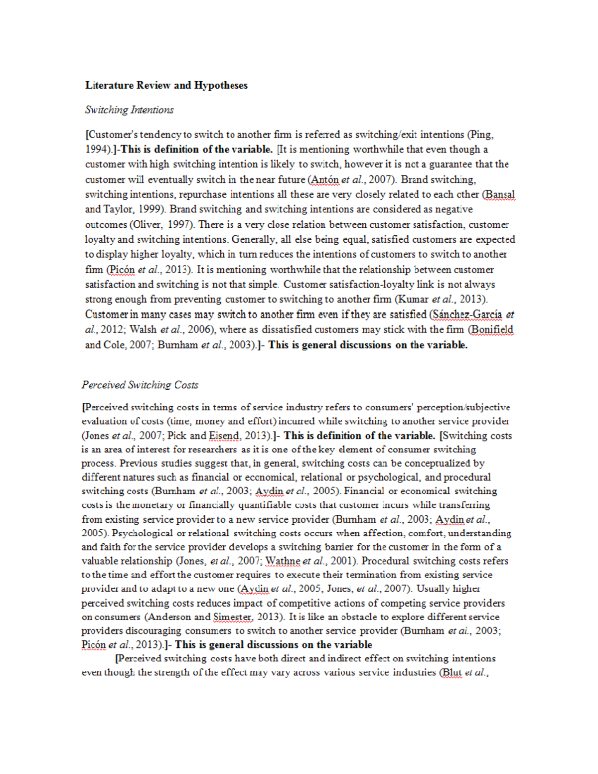 Sample literature review and hypotheses - Marketing Research - Studocu
