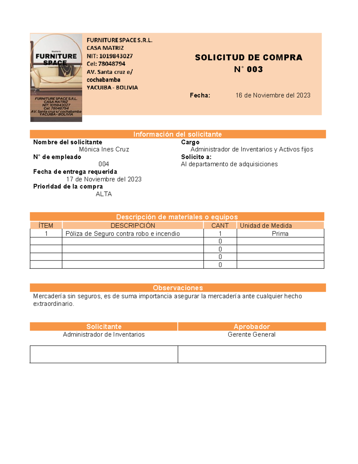 Formato de solicitud de compra - [ SOLICITUD DE COMPRA N° 003 ...