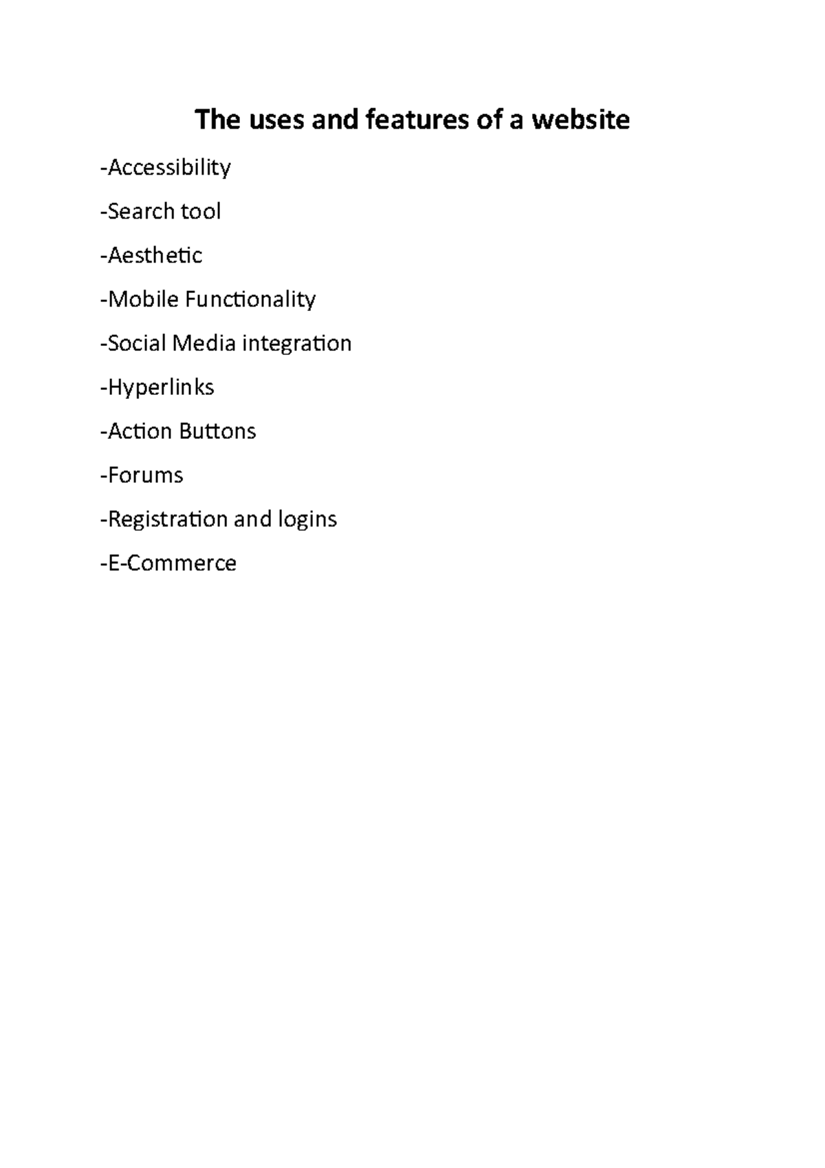 Website Features - Studocu