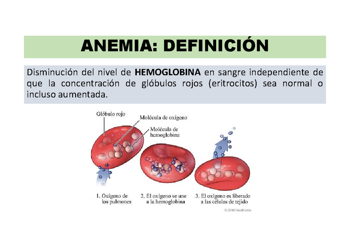 Anemia resumen nutrición Semana 2 - ANEMIA: DEFINICIÓN Disminución del ...