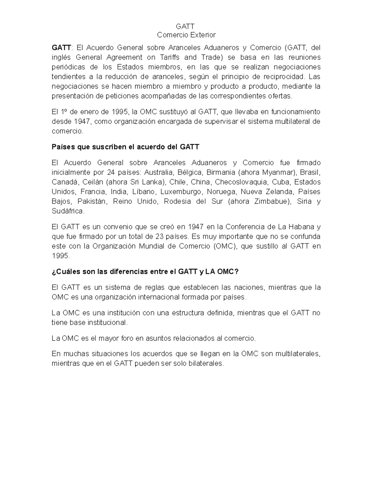 ¿Qué fue el GATT y que impacto tuvo en el mundo? - GATT Comercio ...