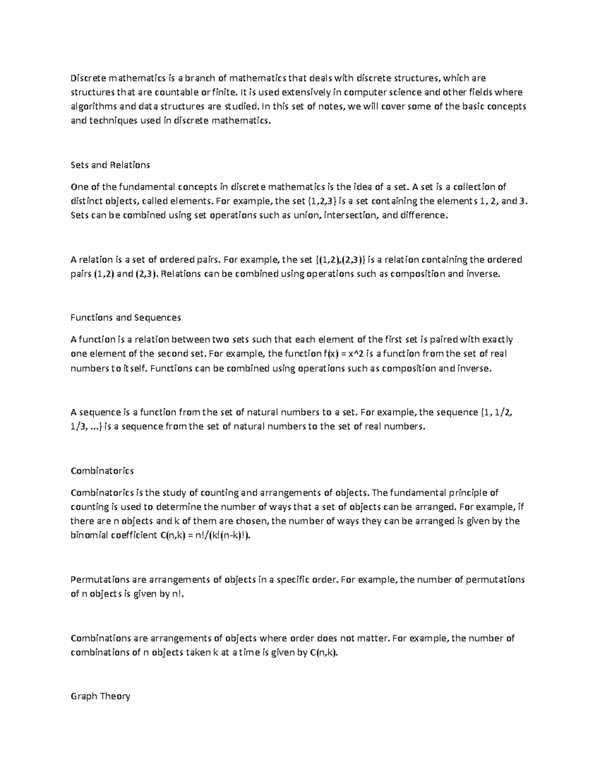 Disc math - Disc math - Discrete mathematics is a branch of mathematics ...