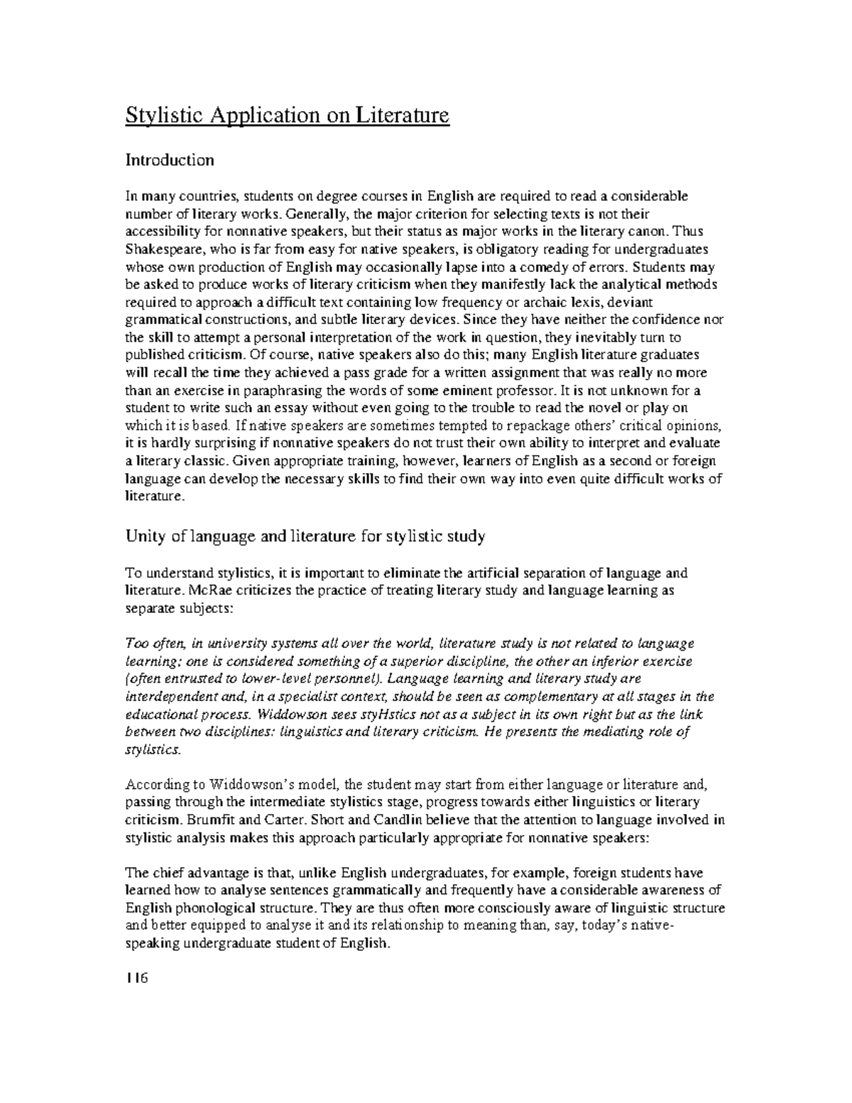 15 Stylistic Application on Literature - Stylistic Application on ...