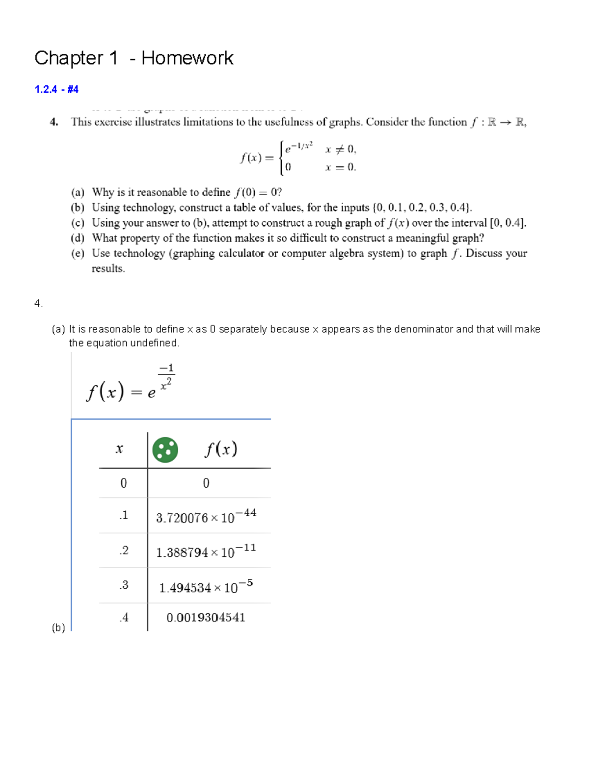 MAT 380 Week 1 - Homework 1 - Chapter 1 - Homework 1.2 - 4. (a) It is ...